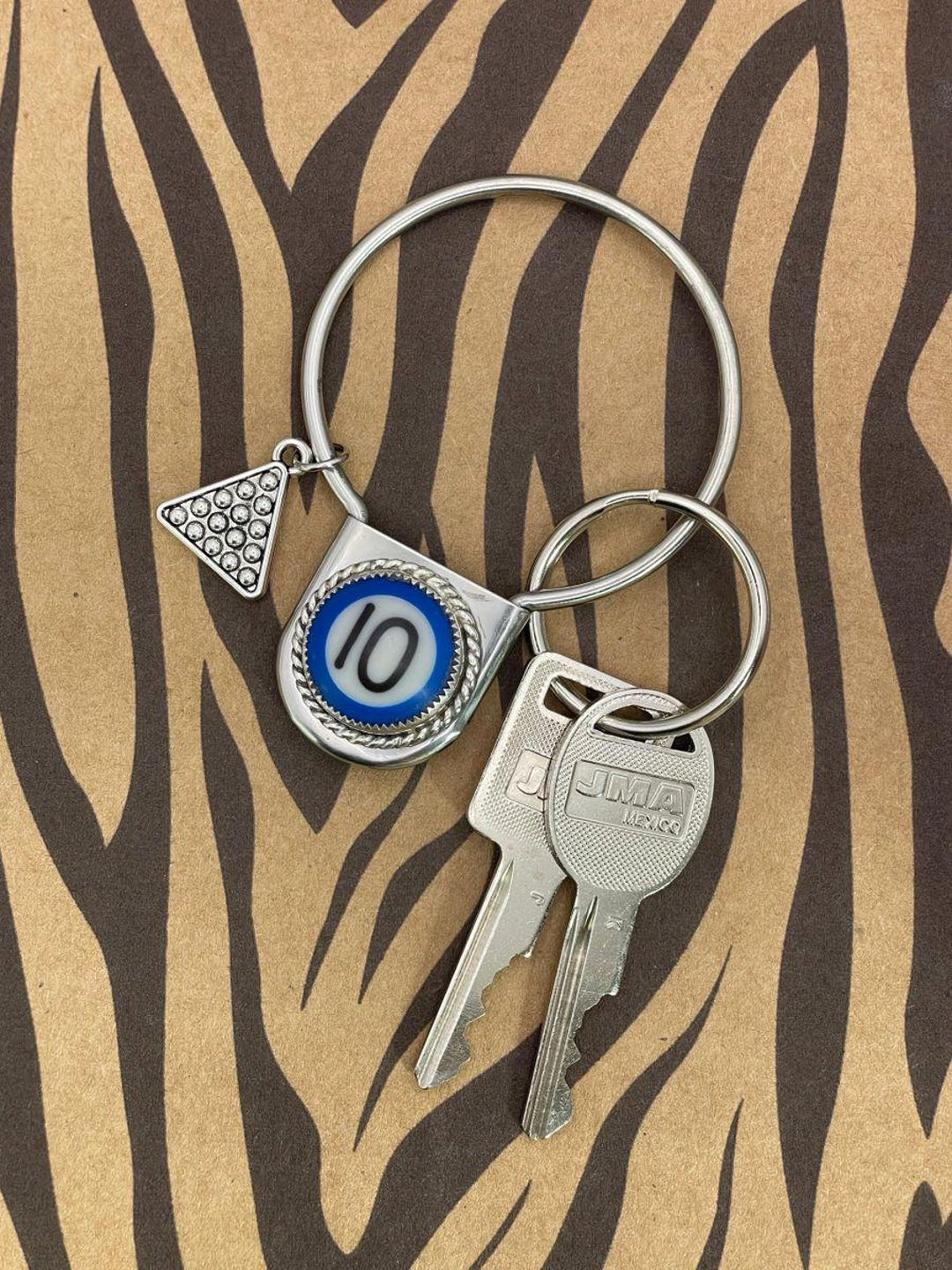 Storm - Round Jumbo Safety Pin Keychain With Billiard Ball #10 - Retro ...