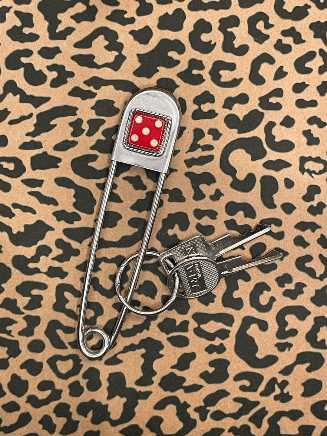 Zuri-jumbo Safety Pin With Red Dice White Pips #5 - Etsy