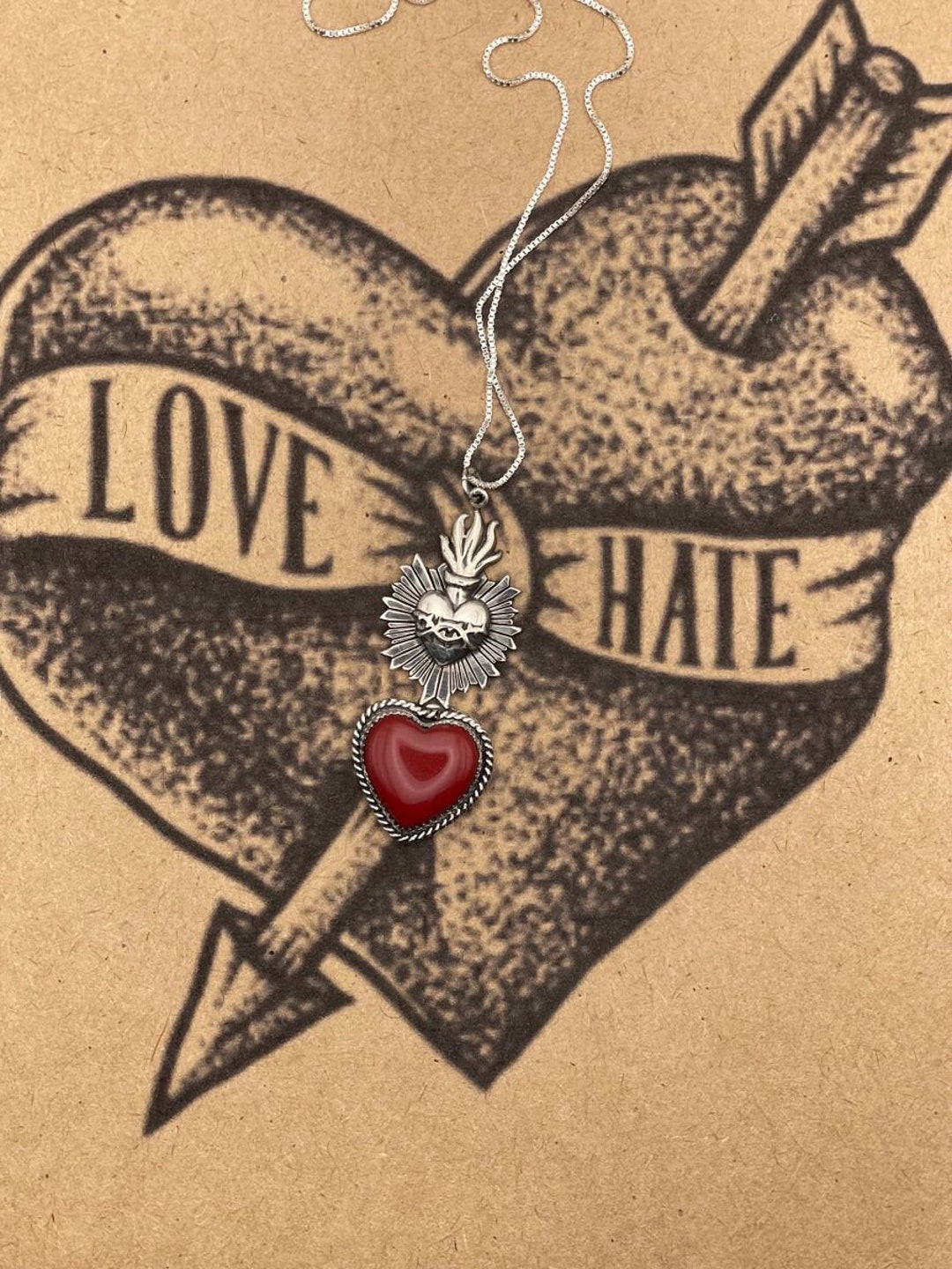 Riley-red Rosarita Sacred Heart Pendant - Etsy