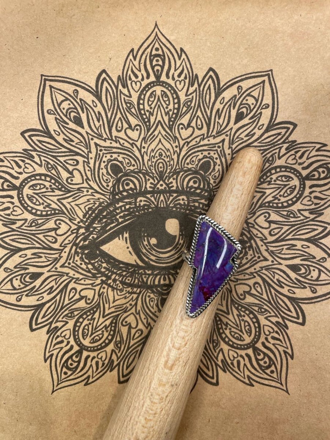 Carter-purple Mojave Turquoise Lightning Bolt Ring - Etsy