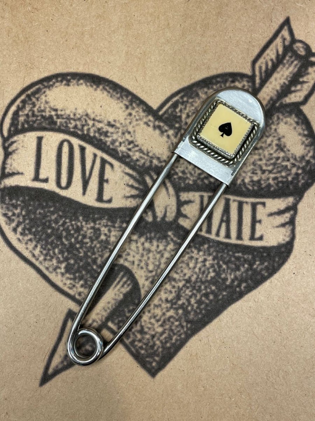 Sal-jumbo Safety Pin With Spade Dice - Etsy