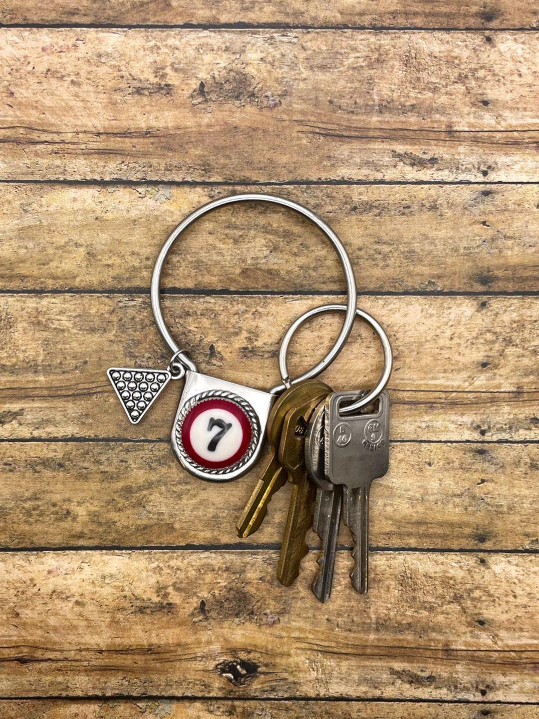 Syd-jumbo Safety Pin Keychain With Billiard Ball Lucky #7 - Etsy