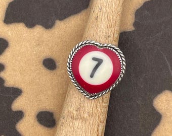 Billiard Ball Sterling Silver Heart Shaped Ring #11 - Etsy