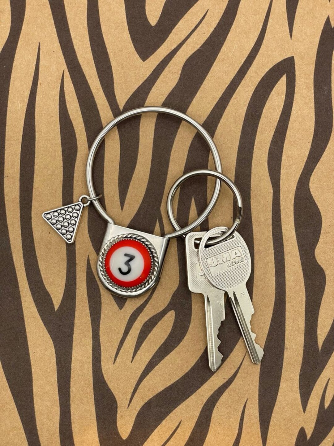 Sid-round Jumbo Safety Pin Keychain With Billiard Ball #3 - Etsy