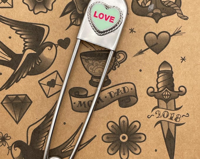 Xia-jumbo Safety Pin With Candy Love Heart - Etsy