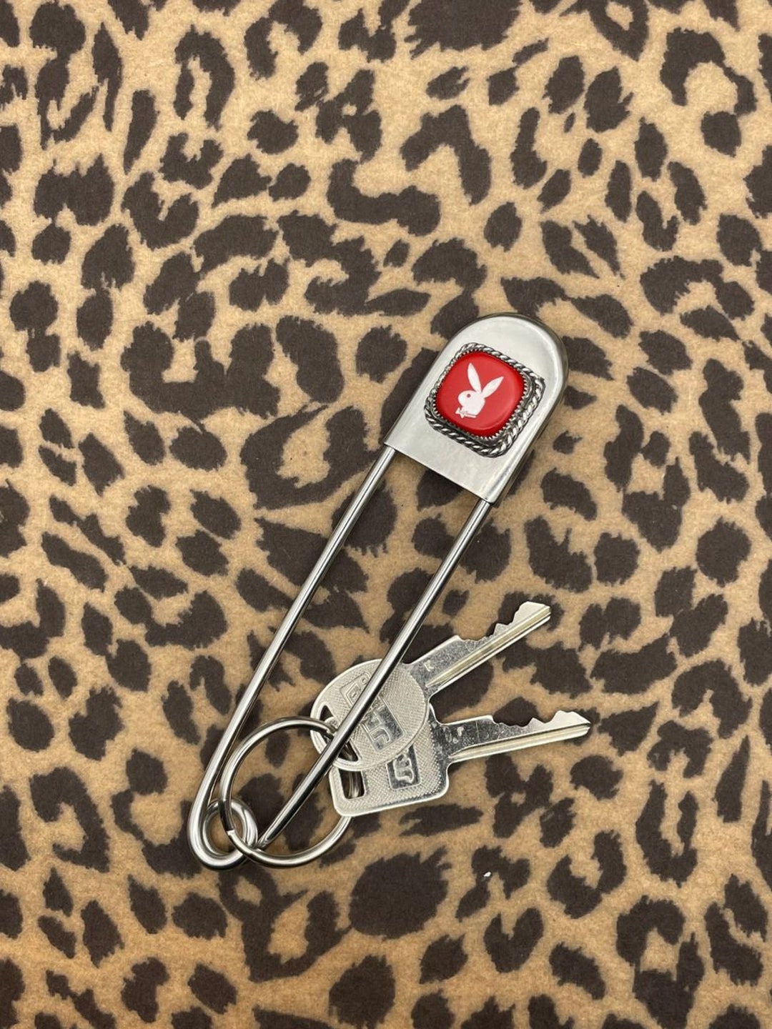 Zoey-jumbo Safety Pin With Red Playboy Dice - Etsy