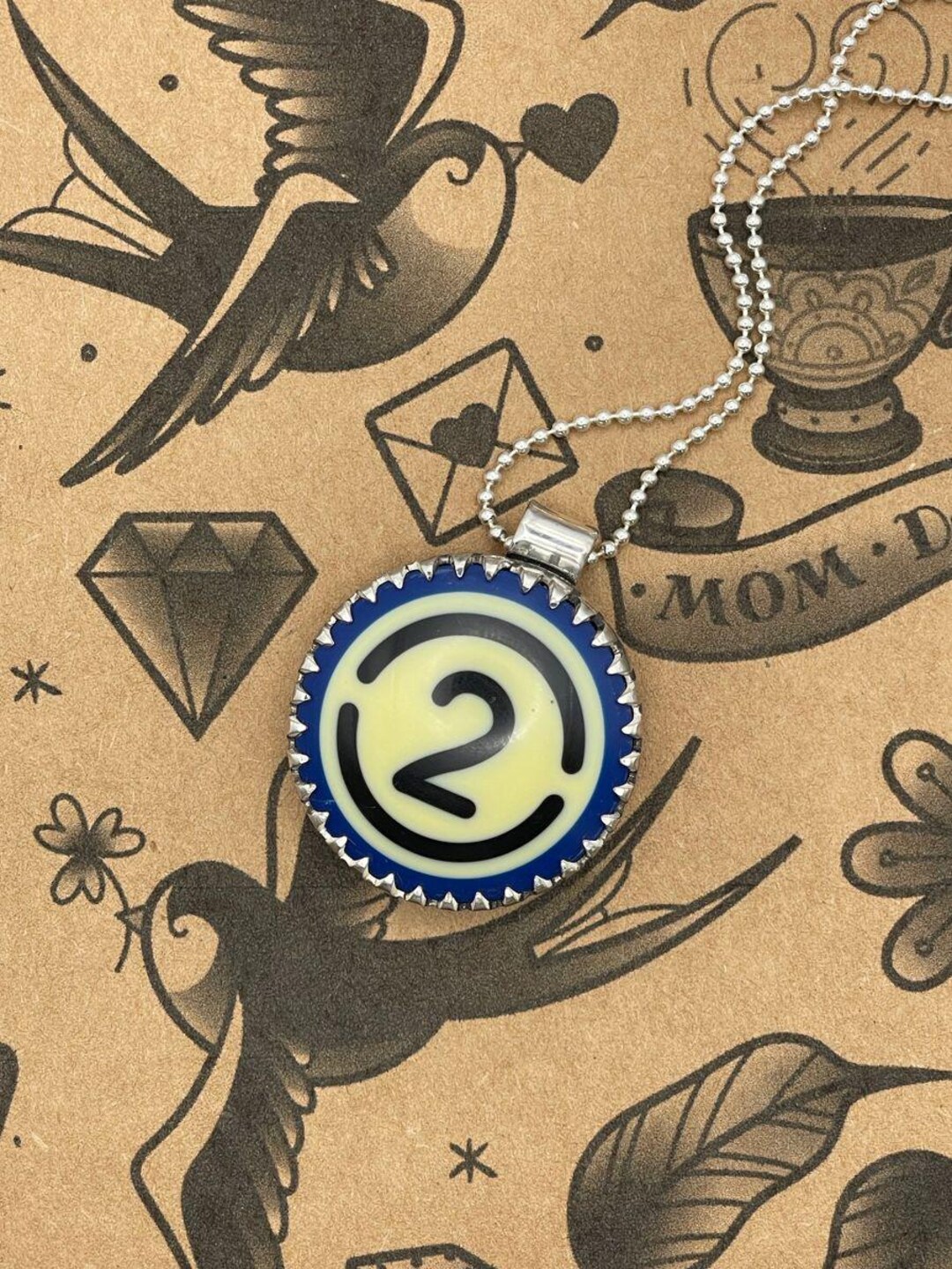 Spade-vintage Billiard Ball #2 Pendant: Sterling Silver, Handmade Retro ...