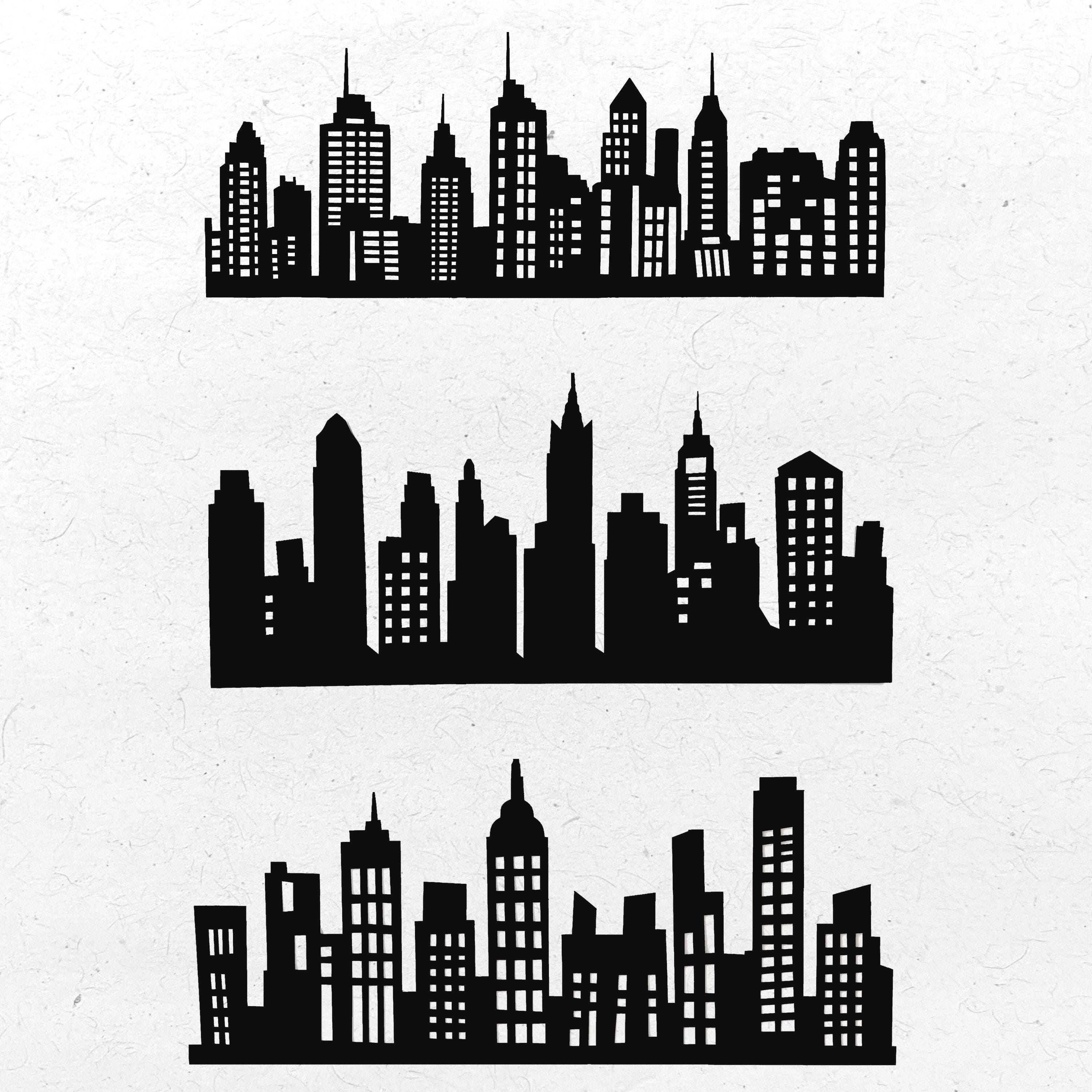 Superhero City Skyline Clipart: Buildings PNG, SVG (digital Download ...