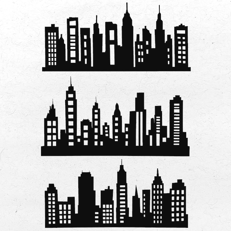 Superhero City Skyline Clipart: Buildings PNG, SVG (digital Download ...