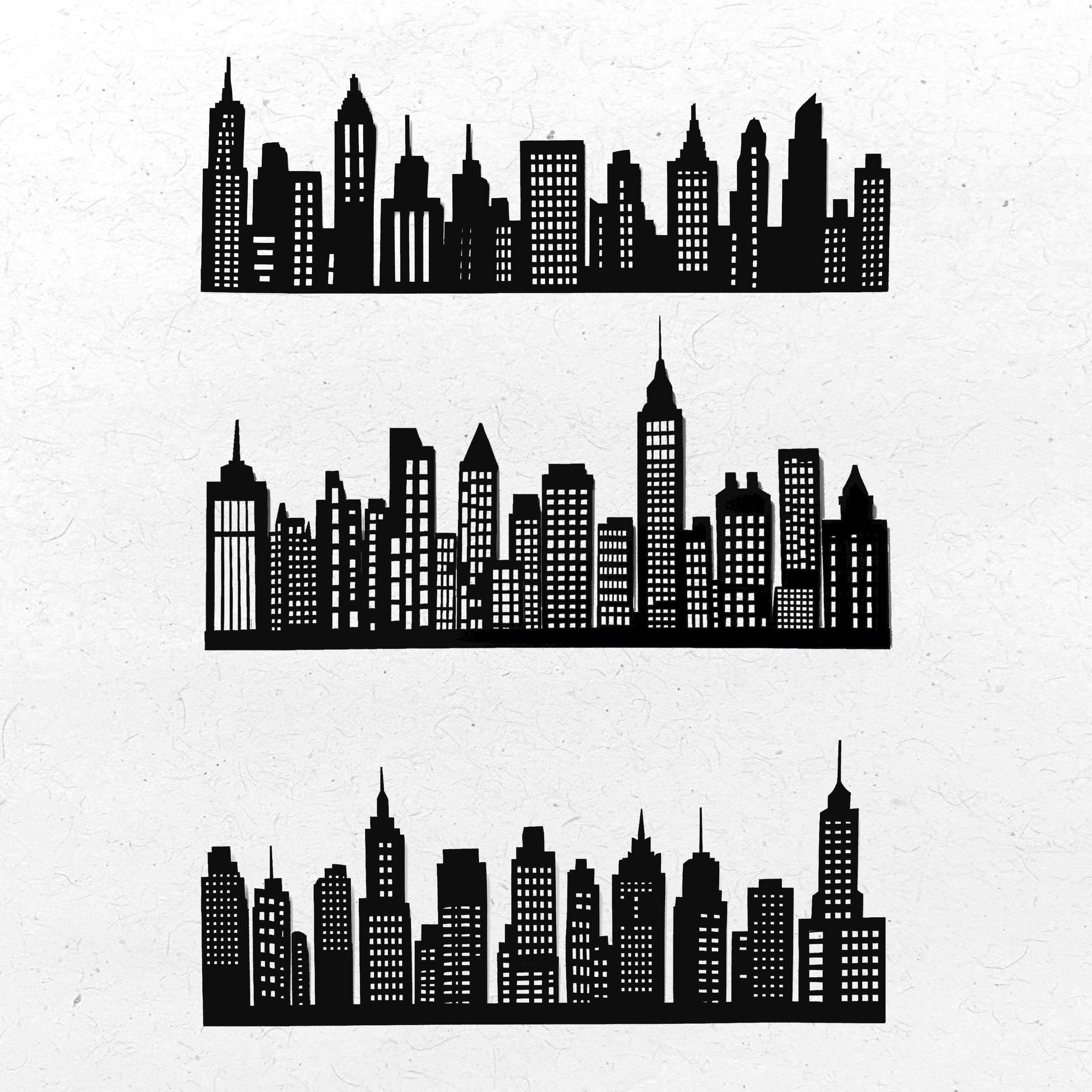 Superhero City Skyline Clipart: Buildings PNG, SVG (digital Download ...
