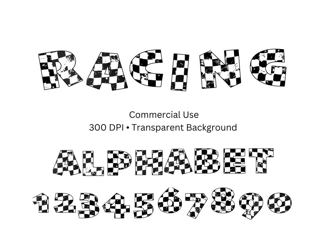 Checkered Alphabet and Numbers Svg Bundle, Checkered Letters, Racing ...