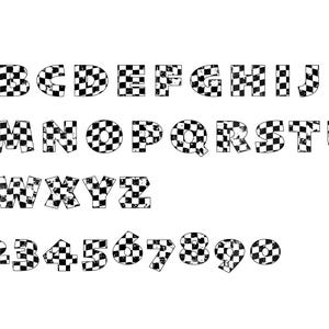 Checkered Alphabet and Numbers Svg Bundle, Checkered Letters, Racing ...