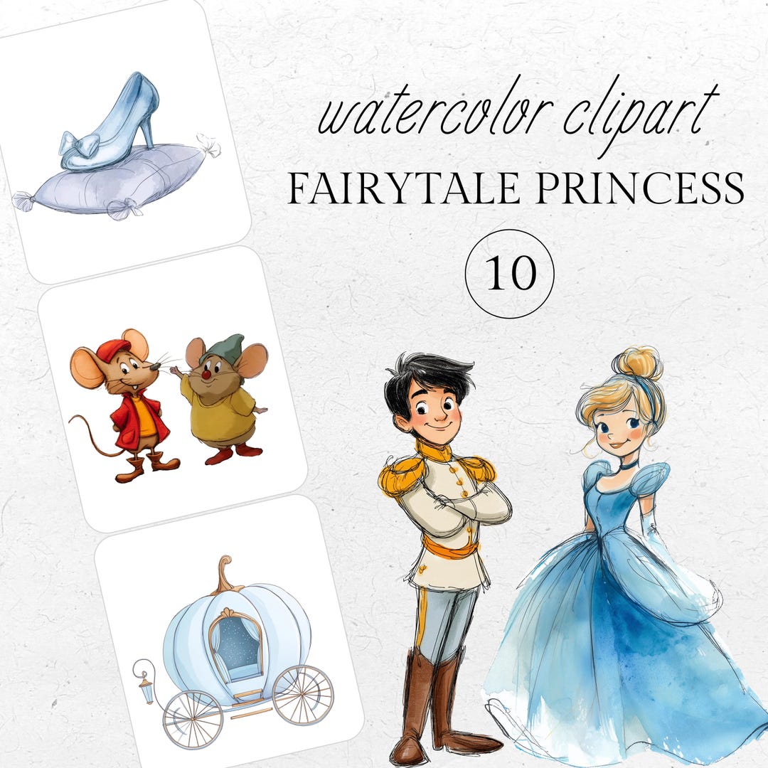 Cute Cinderella Clipart, Princess Castle, Glass Slipper, Digital ...