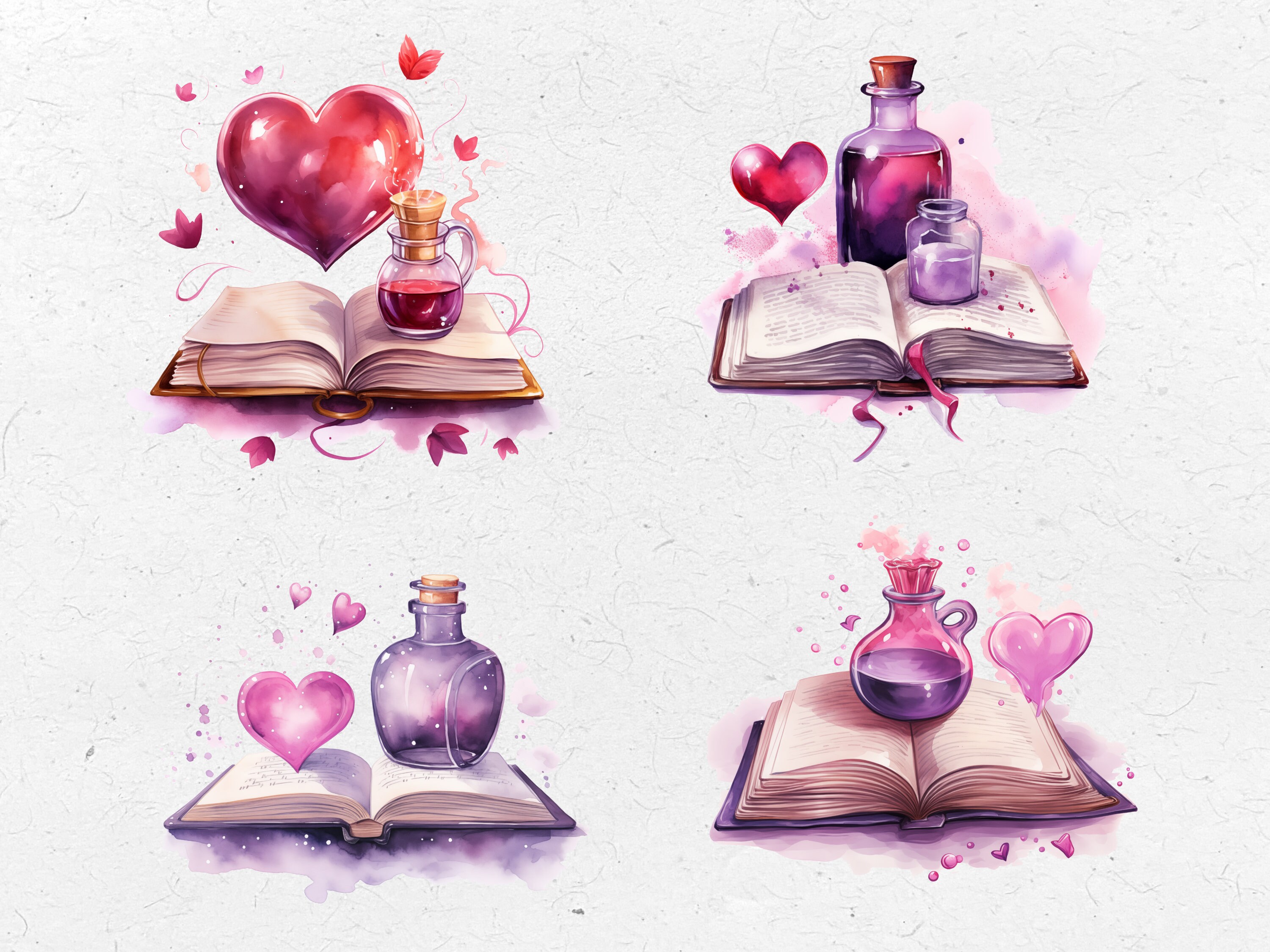 Watercolor Love Clipart, Valentine's Day Clipart, Cat, Owl, Witch ...