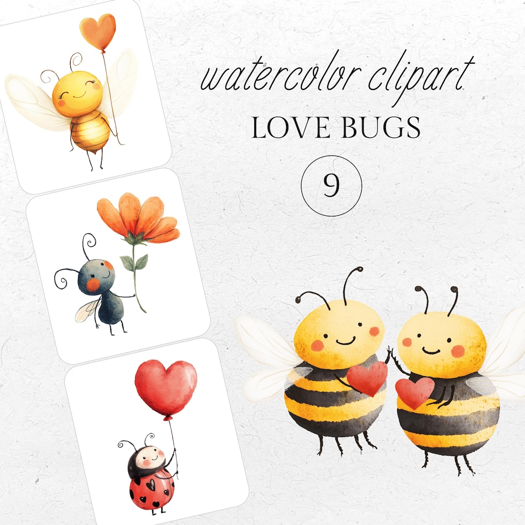 Cute Love Bug PNG Clipart Bundle | Transparent Backgrounds | Commercial ...