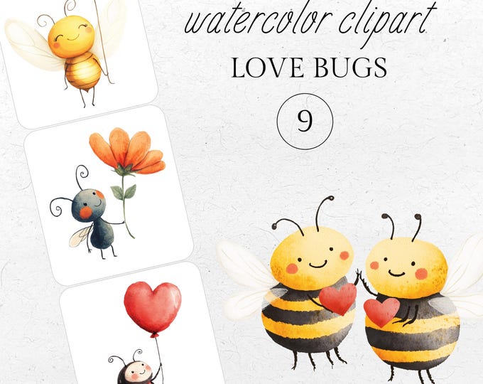 Cute Love Bug PNG Clipart Bundle | Transparent Backgrounds | Commercial ...