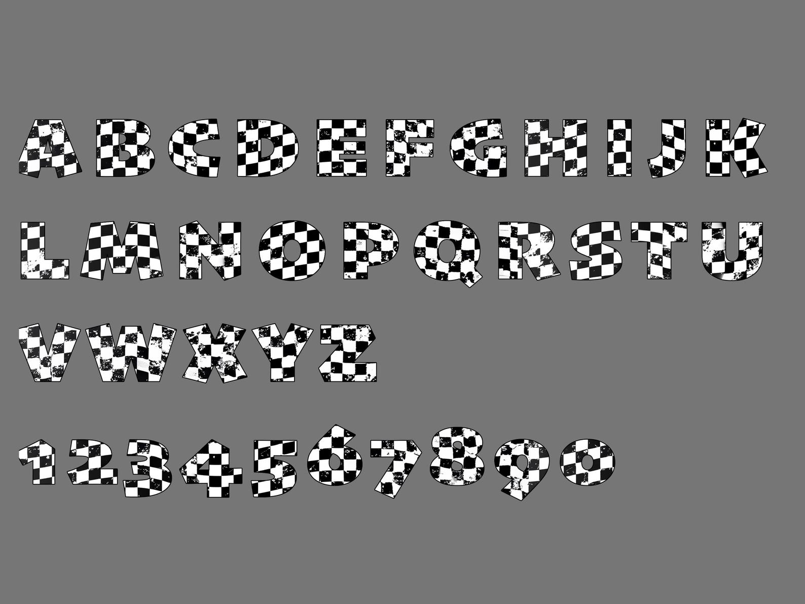 Checkered Alphabet and Numbers Svg Bundle, Checkered Letters, Racing ...