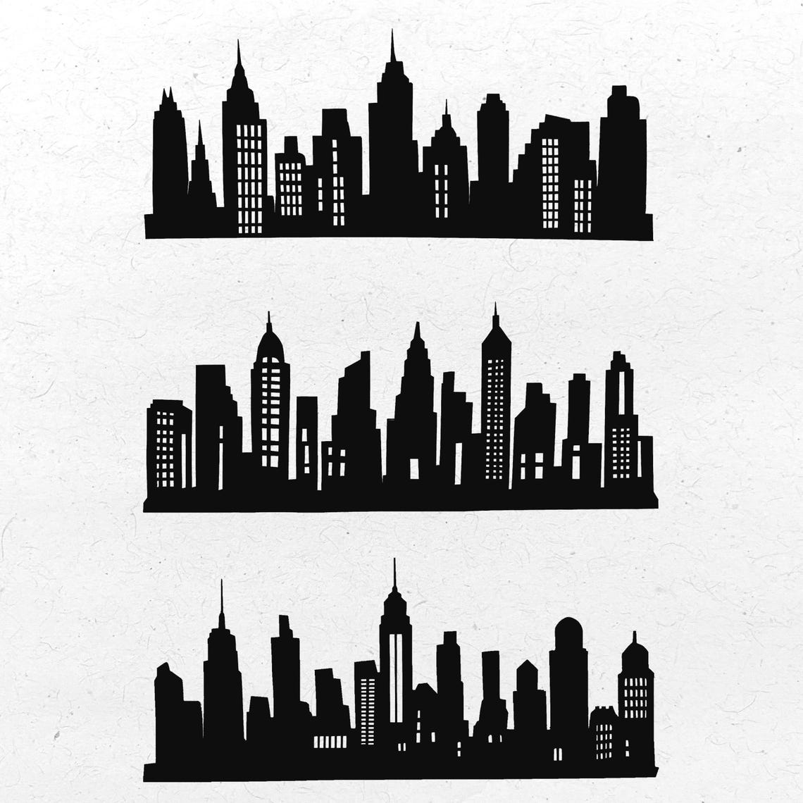 Superhero City Skyline Clipart: Buildings PNG, SVG (digital Download ...