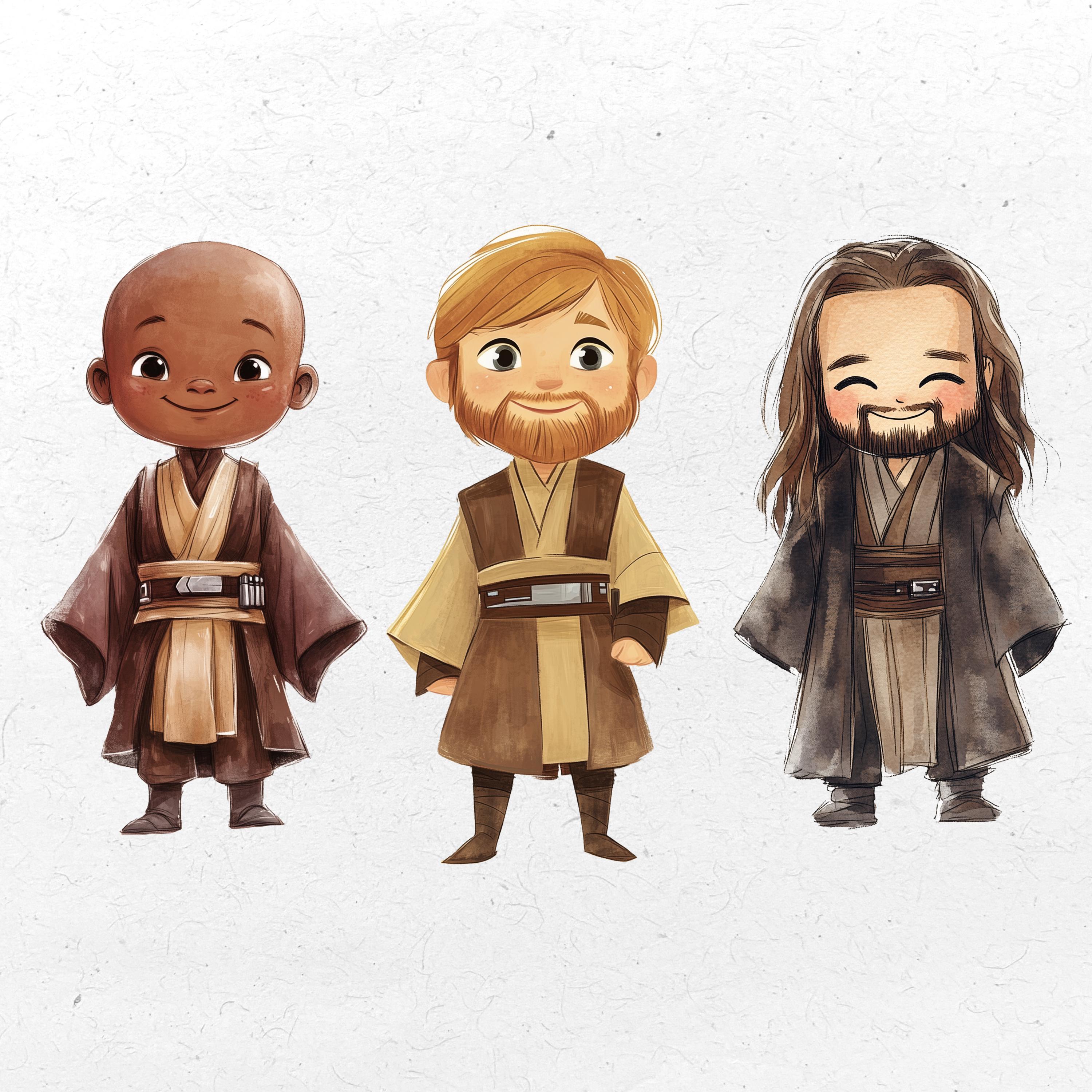 Cute Space Wars Prequel Clipart Set, Space Themed Clipart, Cute Jedi ...