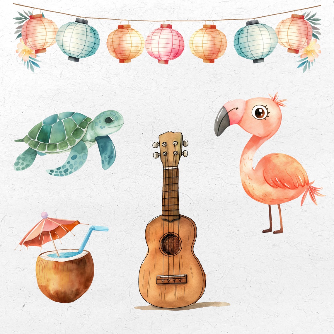 Luau Clipart, Tropical Luau Clipart, Hawaiian Luau Clipart, Tiki ...