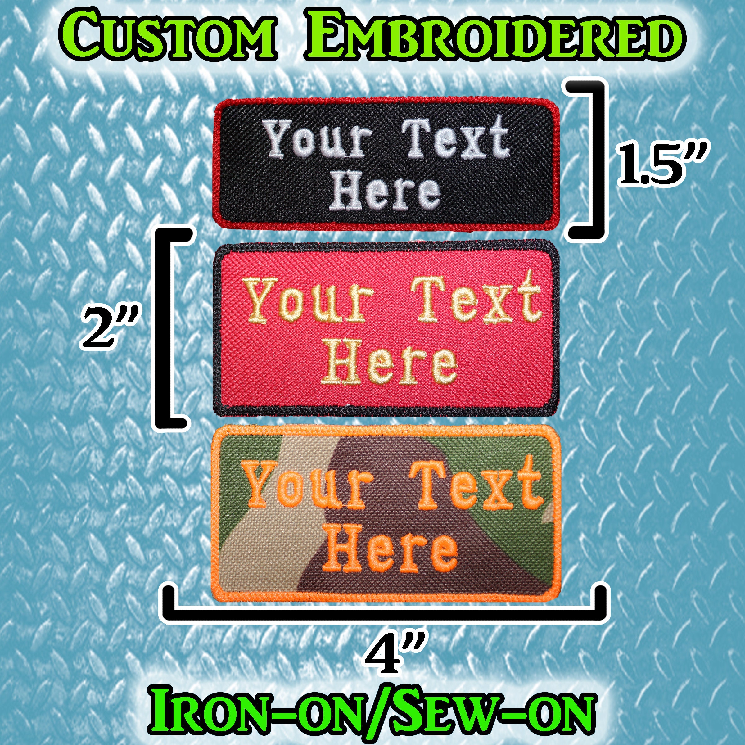 Custom Embroidered Rectangular Name Tag or Text Tag Iron On/ - Etsy