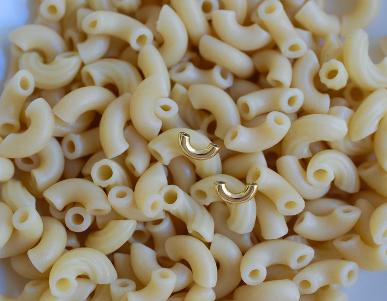 Gold Plated Macaroni Earrings, Foodie Gift - Etsy