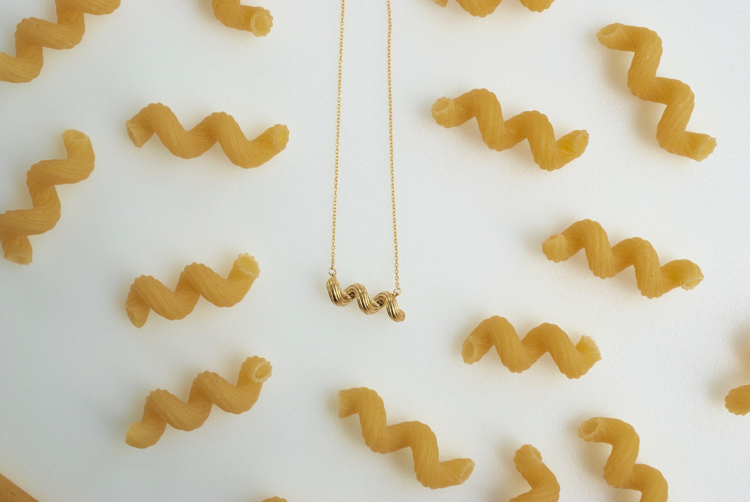Cellentani Pasta Necklace, Yellow Gold Plated by Delicacies Jewelry ...