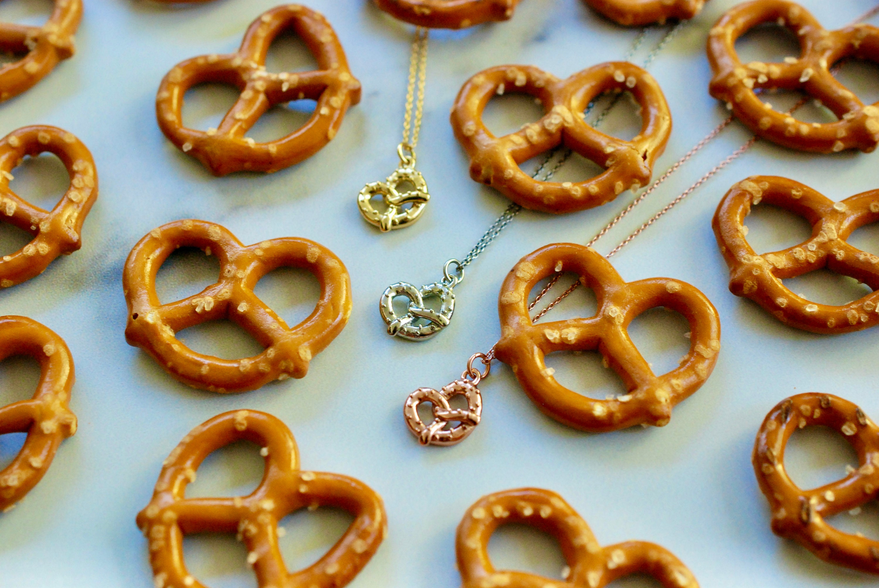 Yellow Gold Pretzel Necklace, Sterling Silver Chain, Gift for Her - Etsy