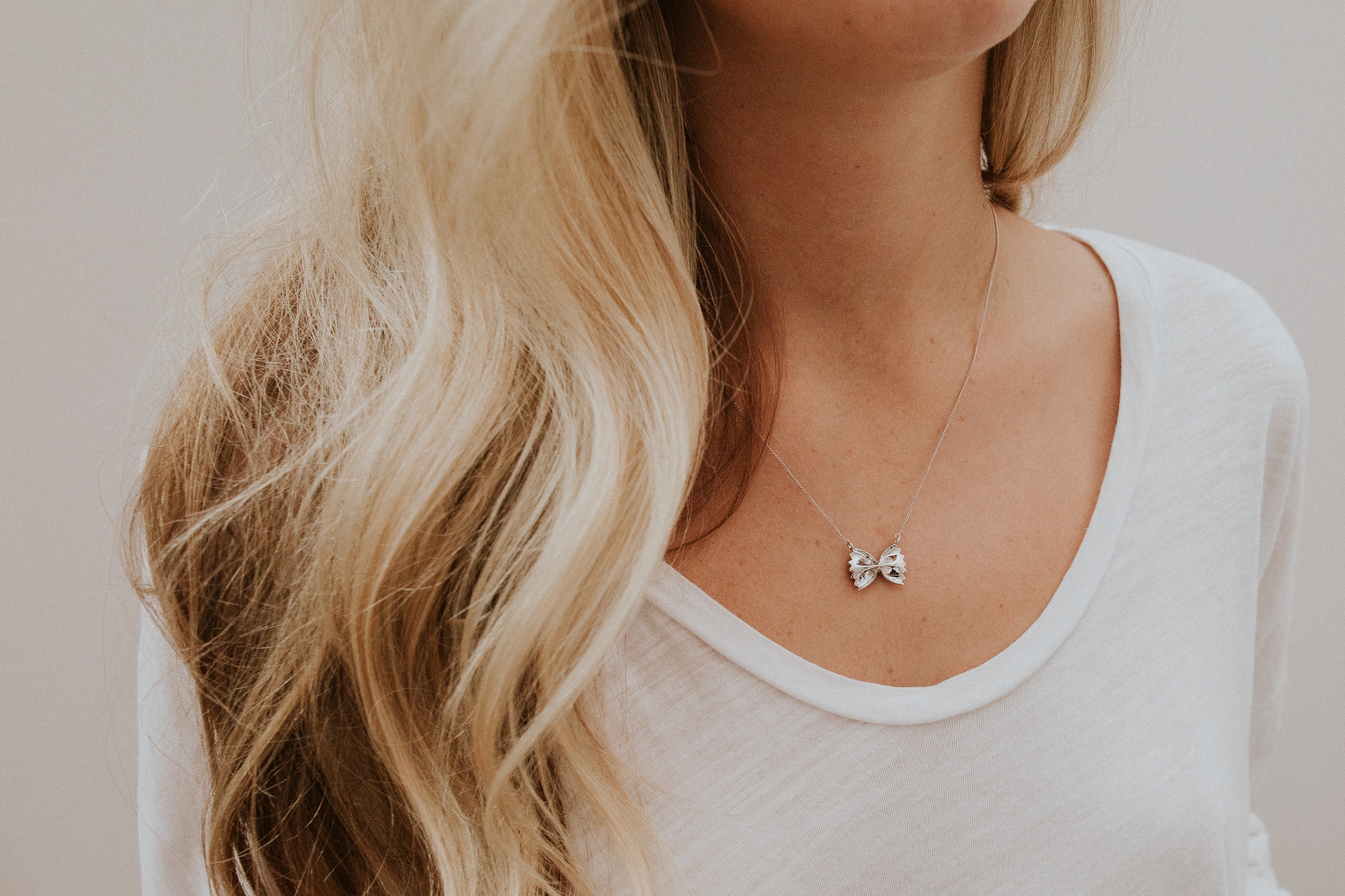 Sterling Silver Farfalle Pasta Necklace – Foodie Jewelry - Etsy