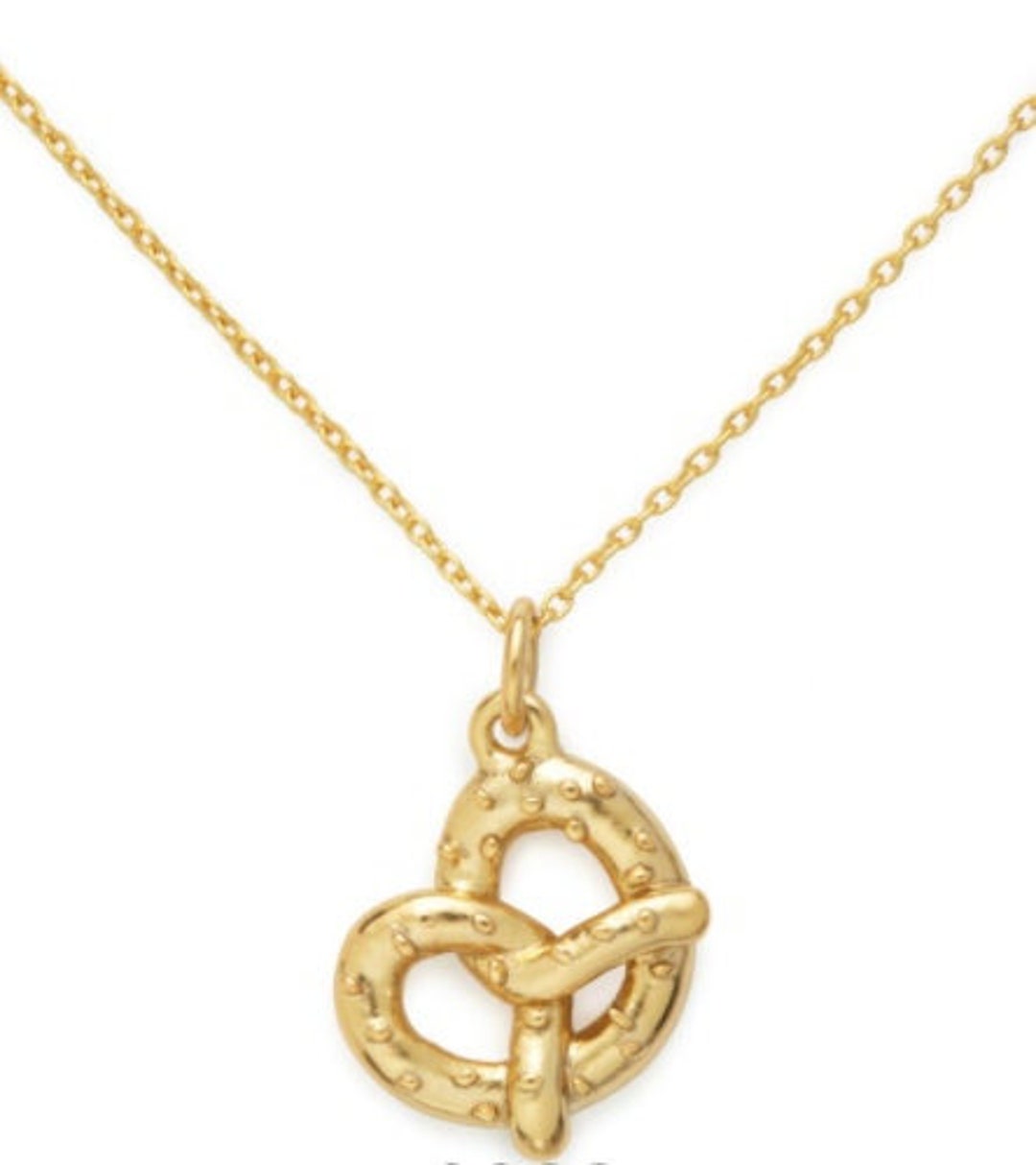Yellow Gold Pretzel Necklace, Sterling Silver Chain, Gift for Her - Etsy