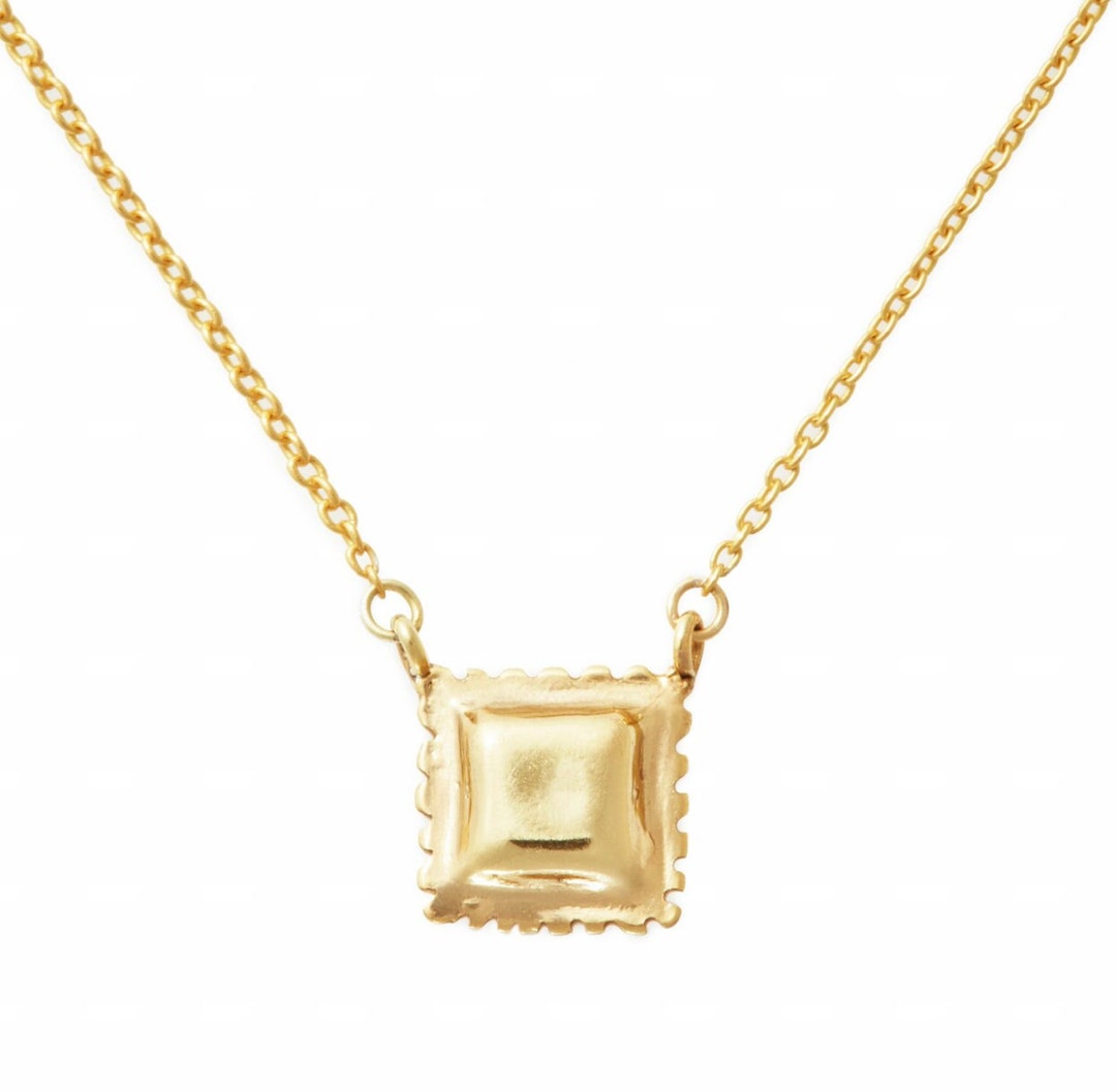 Mini Ravioli Pasta Necklace, Yellow Gold Plated, by Delicacies Jewelry ...