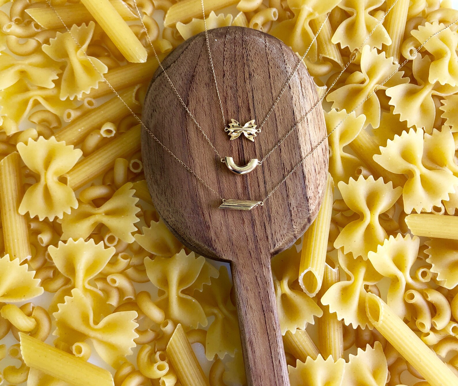 Mini Penne Pasta Necklace, Yellow Gold Plated Foodie Jewelry - Etsy