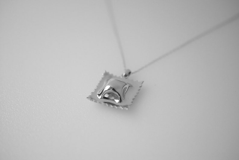 Sterling Silver Ravioli Pasta Necklace, Foodie Jewelry - Etsy