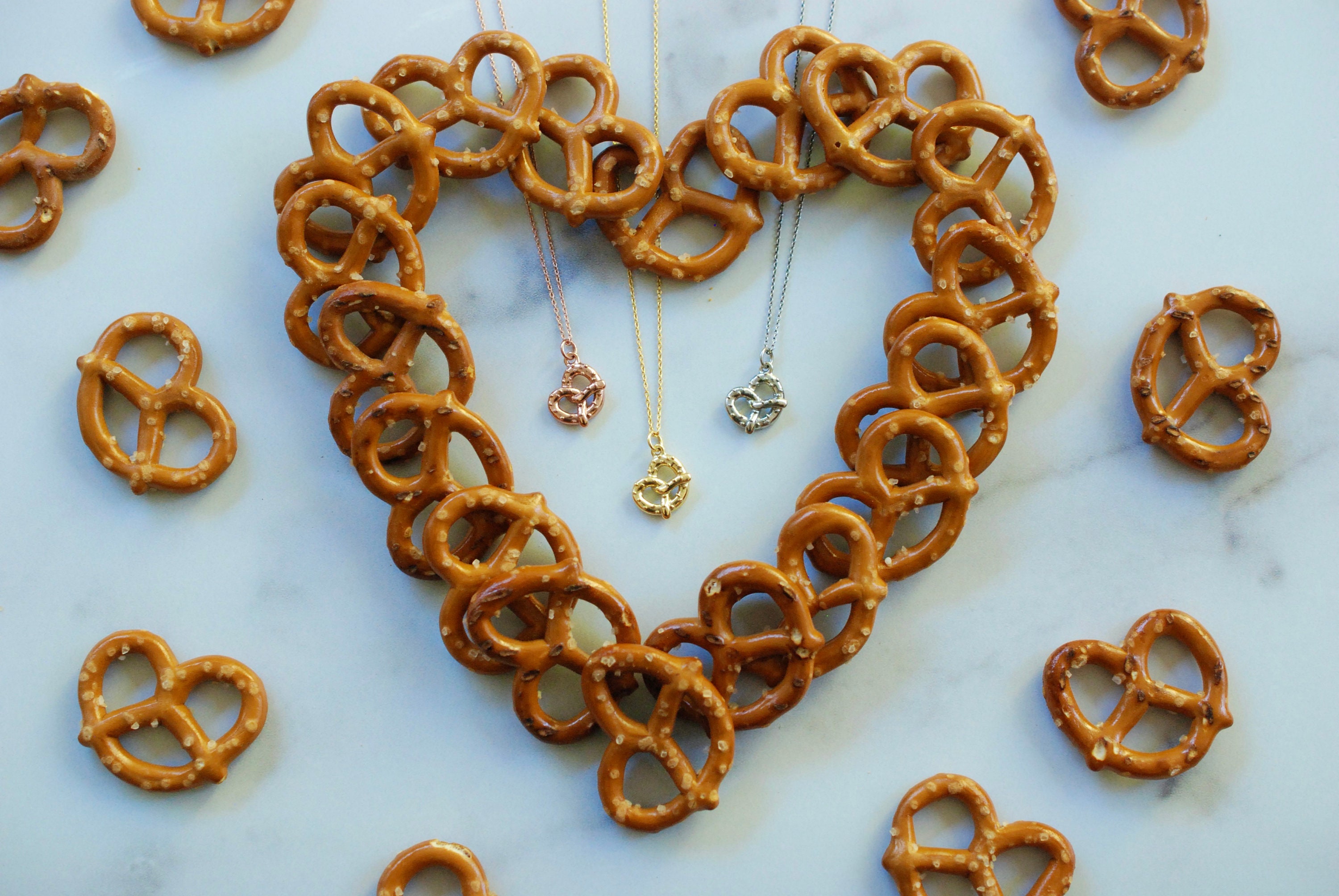 Yellow Gold Pretzel Necklace, Sterling Silver Chain, Gift for Her - Etsy