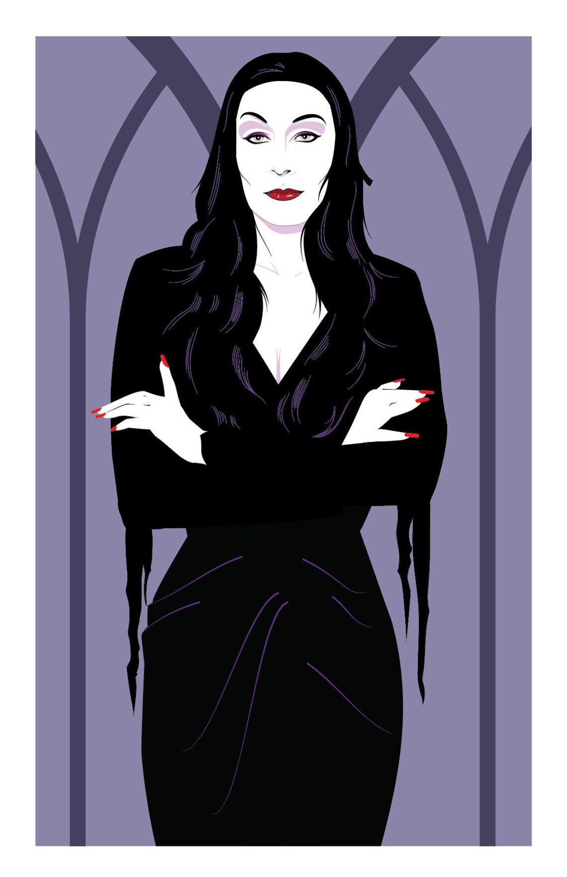 Morticia Addams Anjelica Huston Inspired by Patrick Nagel Poster Print ...