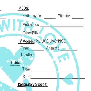 Admission/handoff Charting for Nurses. Nicu - Etsy