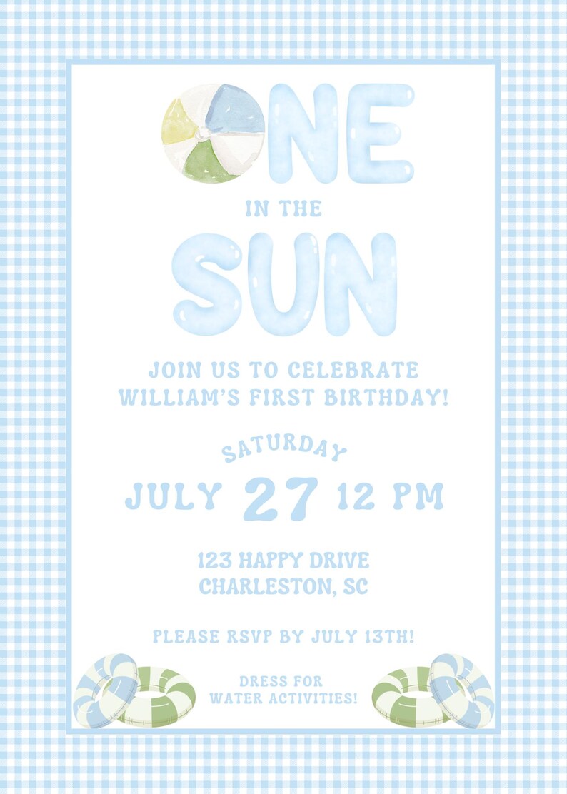 One in the Sun Birthday Party Invitation L Grandmillennial Invitation L ...