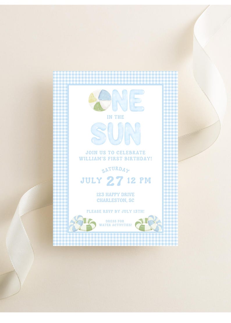 One in the Sun Birthday Party Invitation L Grandmillennial Invitation L ...