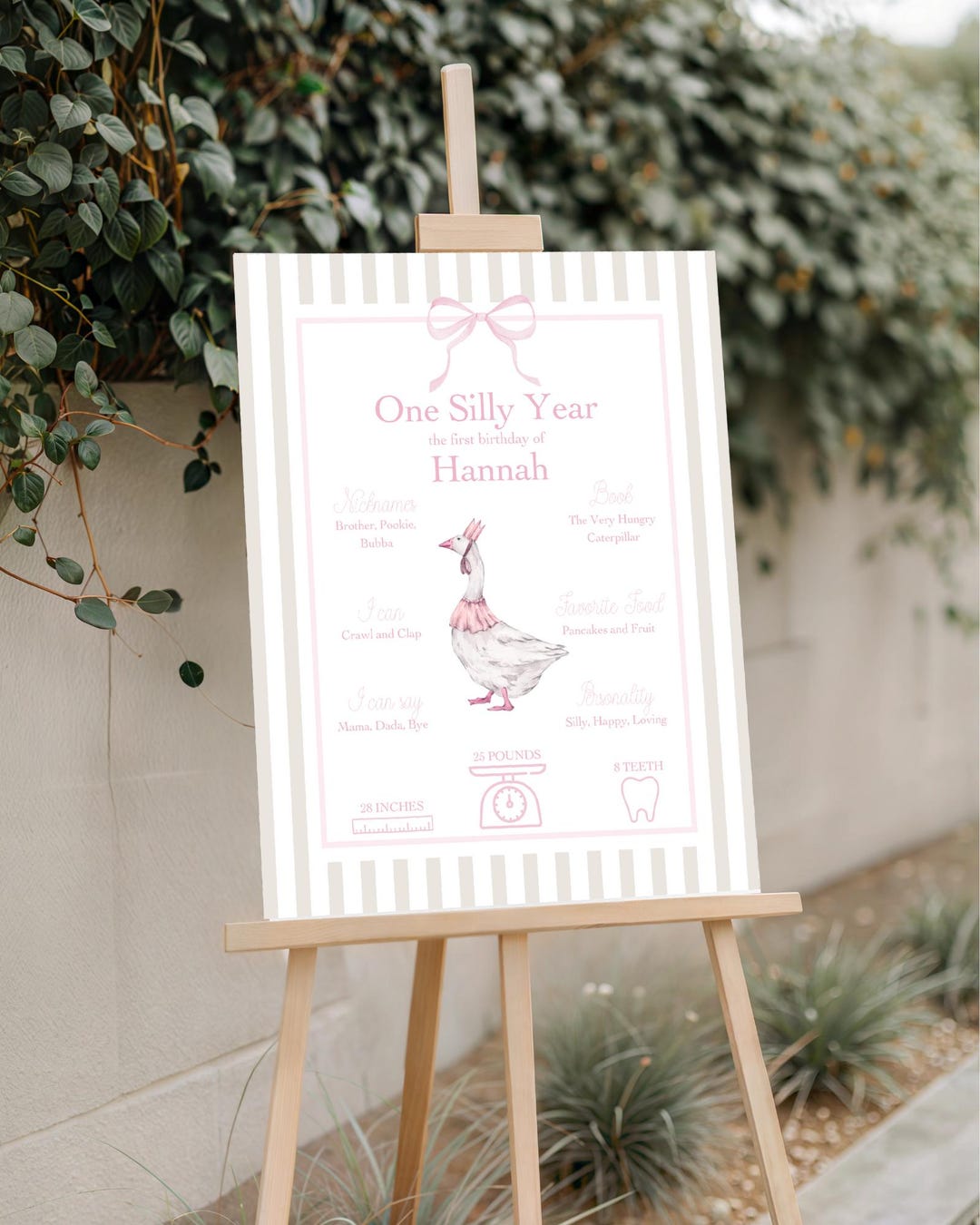 First Birthday Milestone Poster Watercolor One Silly Goose L ...