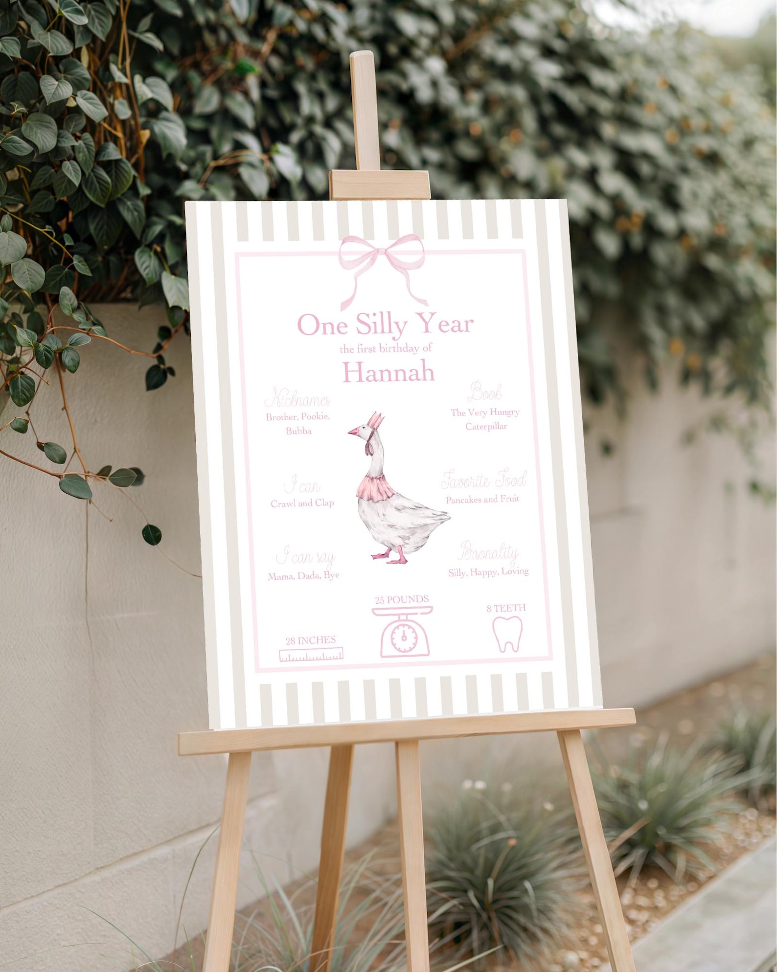 First Birthday Milestone Poster Watercolor One Silly Goose L ...