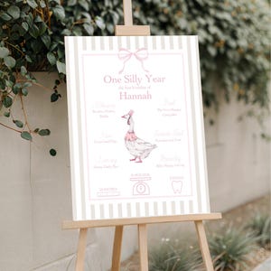 First Birthday Milestone Poster Watercolor One Silly Goose L ...