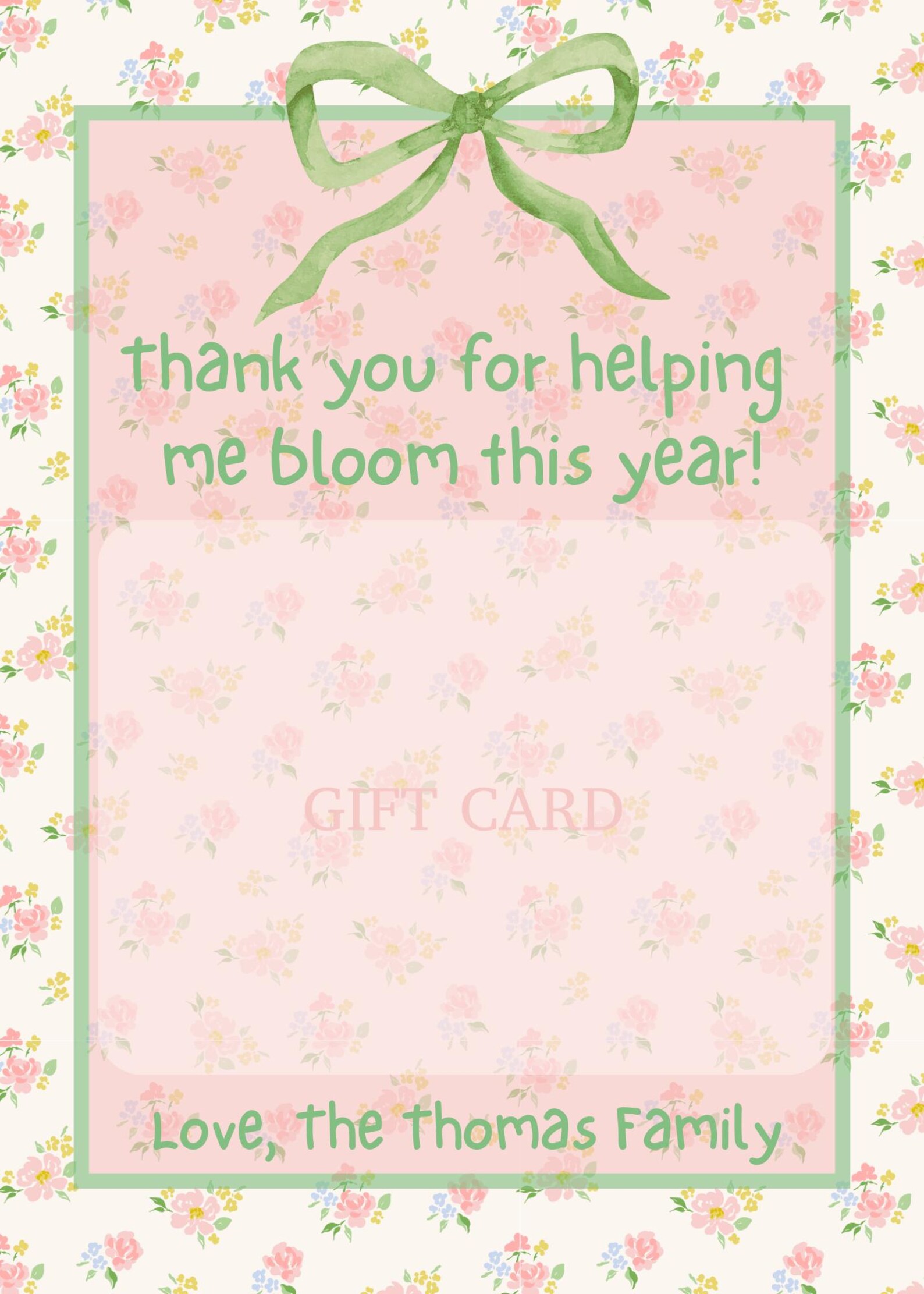 Printable Teacher Favor Tags Watercolor Floral Grandmillennial Bow L ...