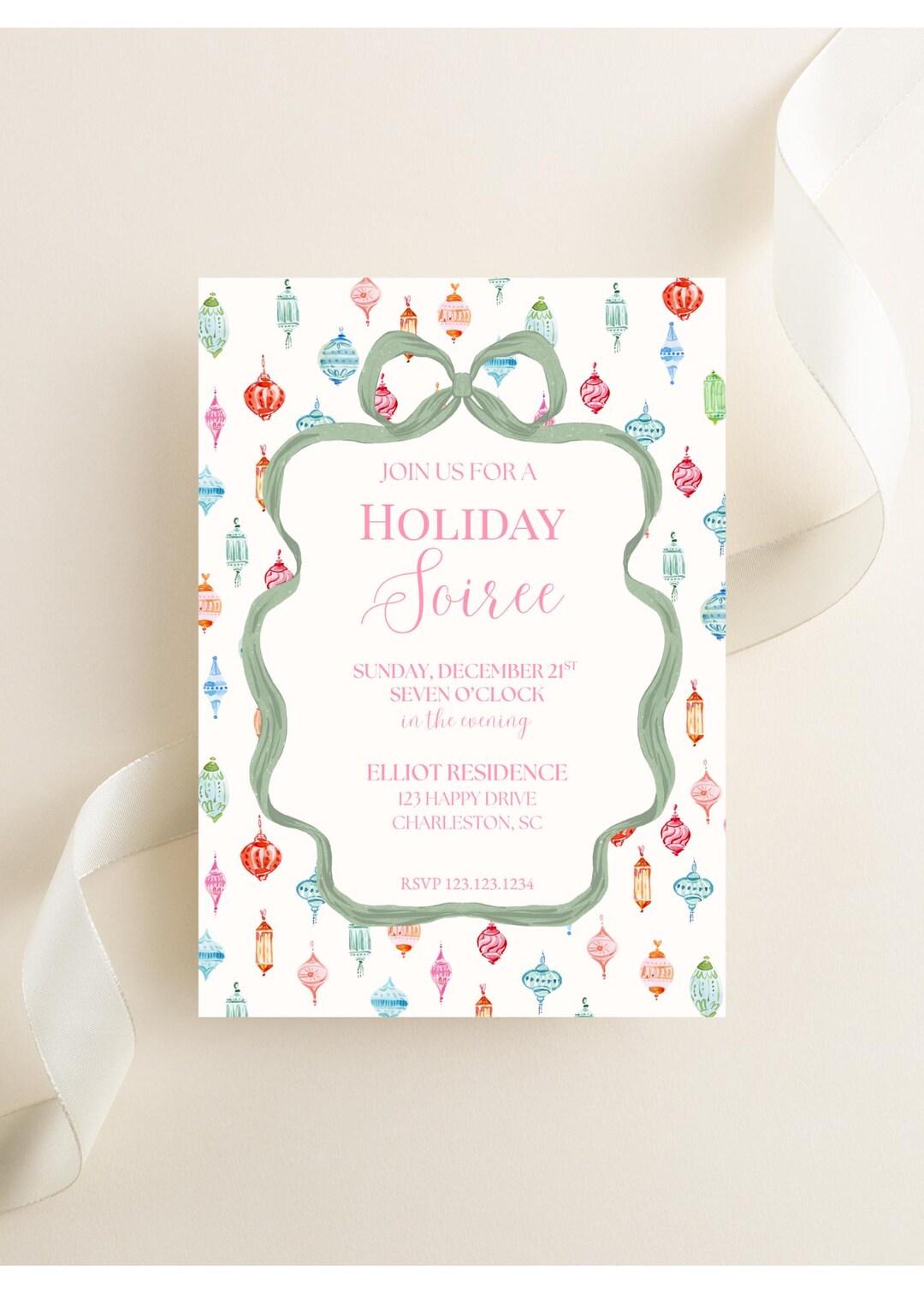 Grandmillennial Christmas Party Invitation L Holiday Party Invitation L ...