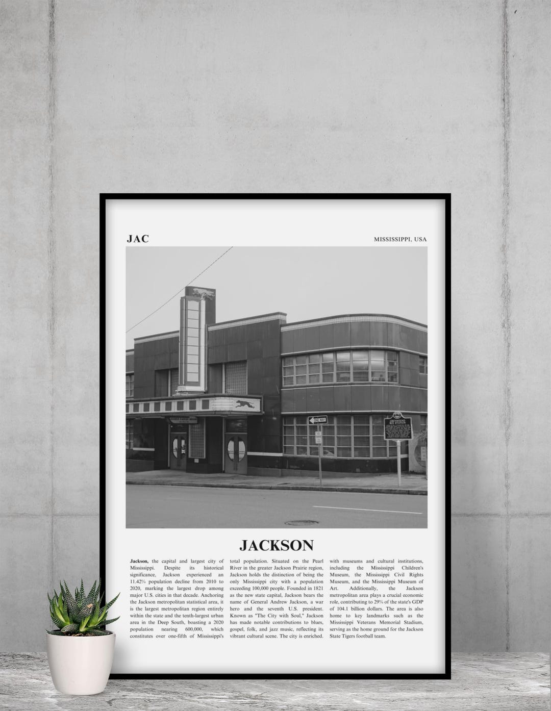 Jackson, Miss: Newspaper-style Digital Prints of Popular US Cities ...