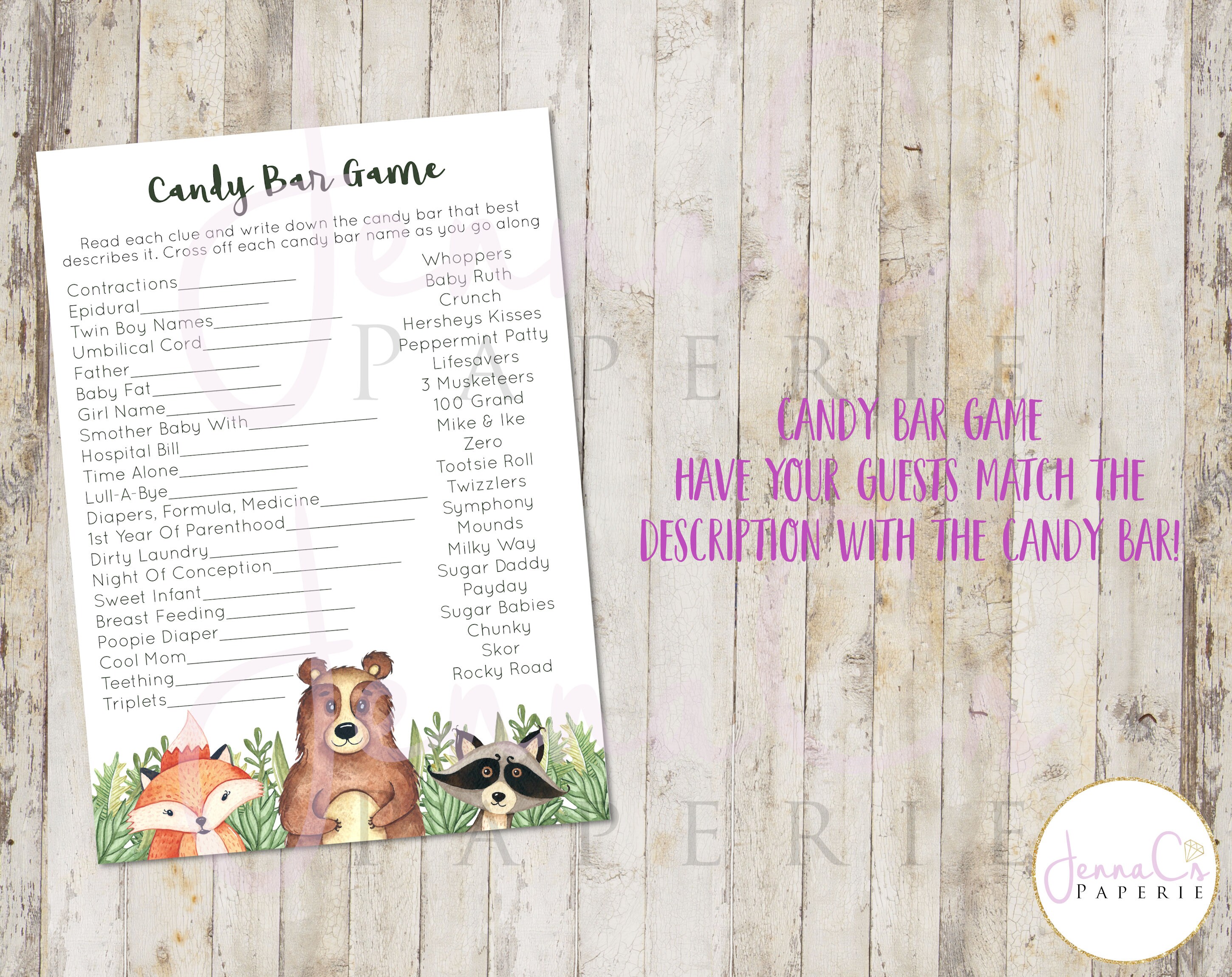 Woodland Baby Shower Games Bundle, Baby Shower Games Template, Woodland ...