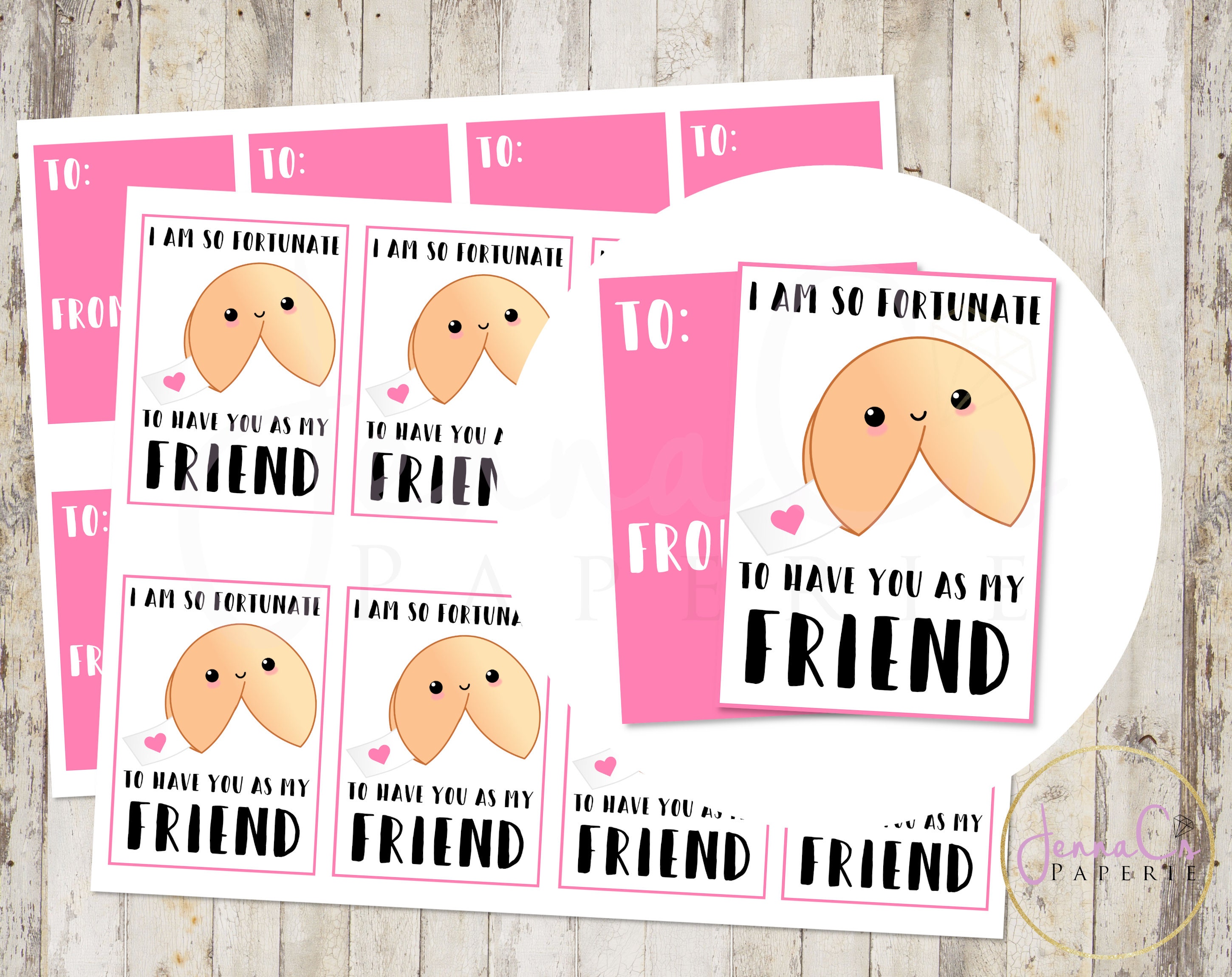 Fortune Cookie Friend Valentines Day Kids Printable Card for School ...