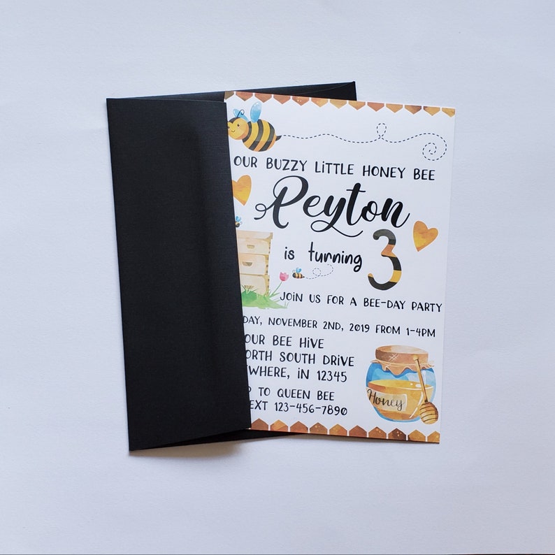 Invitación imprimible de cumpleaños de abeja de miel, invitaciones a ...