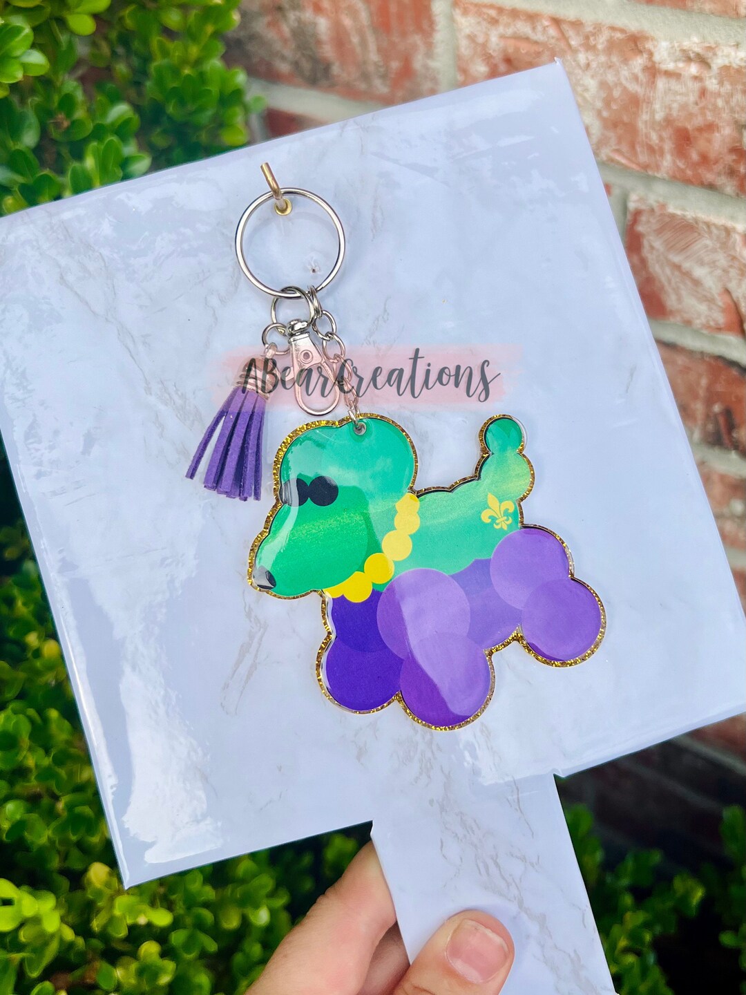 Bead Dog Keychain - 3inch Clear Acrylic - Matching Tassel - Perfect for ...