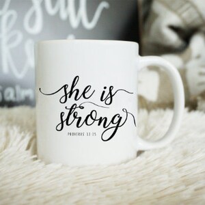 She is Strong Mug Scripture Mug Christian Mug Gifts for - Etsy