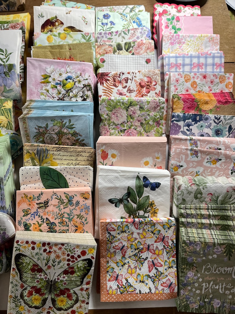 50 Different Patterned Paper Napkins for Decoupage Junk Journals Tags ...